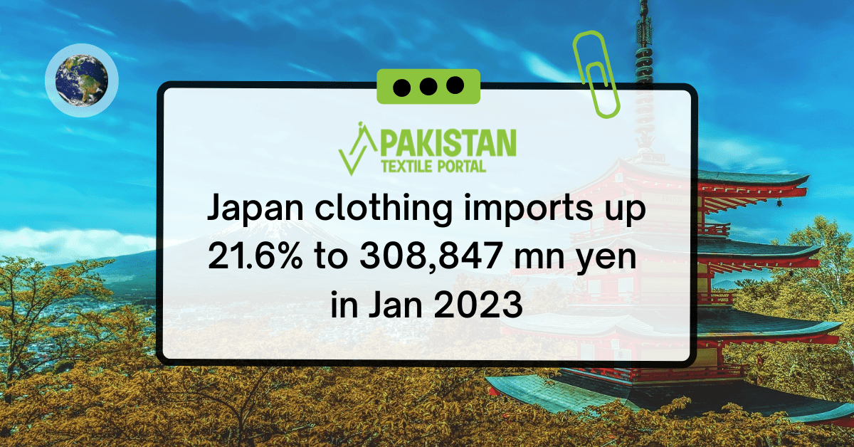 Japan clothing imports up 21.6% to 308,847 mn yen in Jan 2023 ...